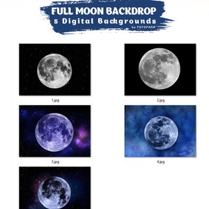 5 Full Moon Backdrop Full Moon Overlay Digital Backgrounds for ...