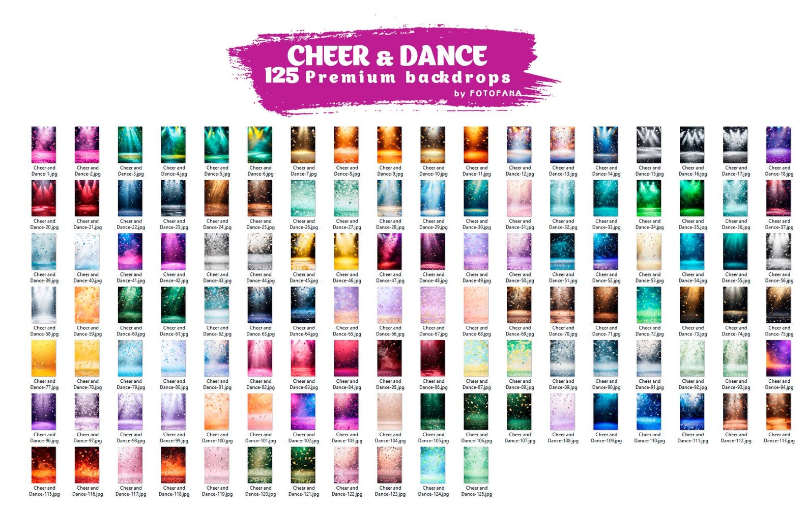 125 Cheer and Dance Digital Backdrops for Photography Glitter ...