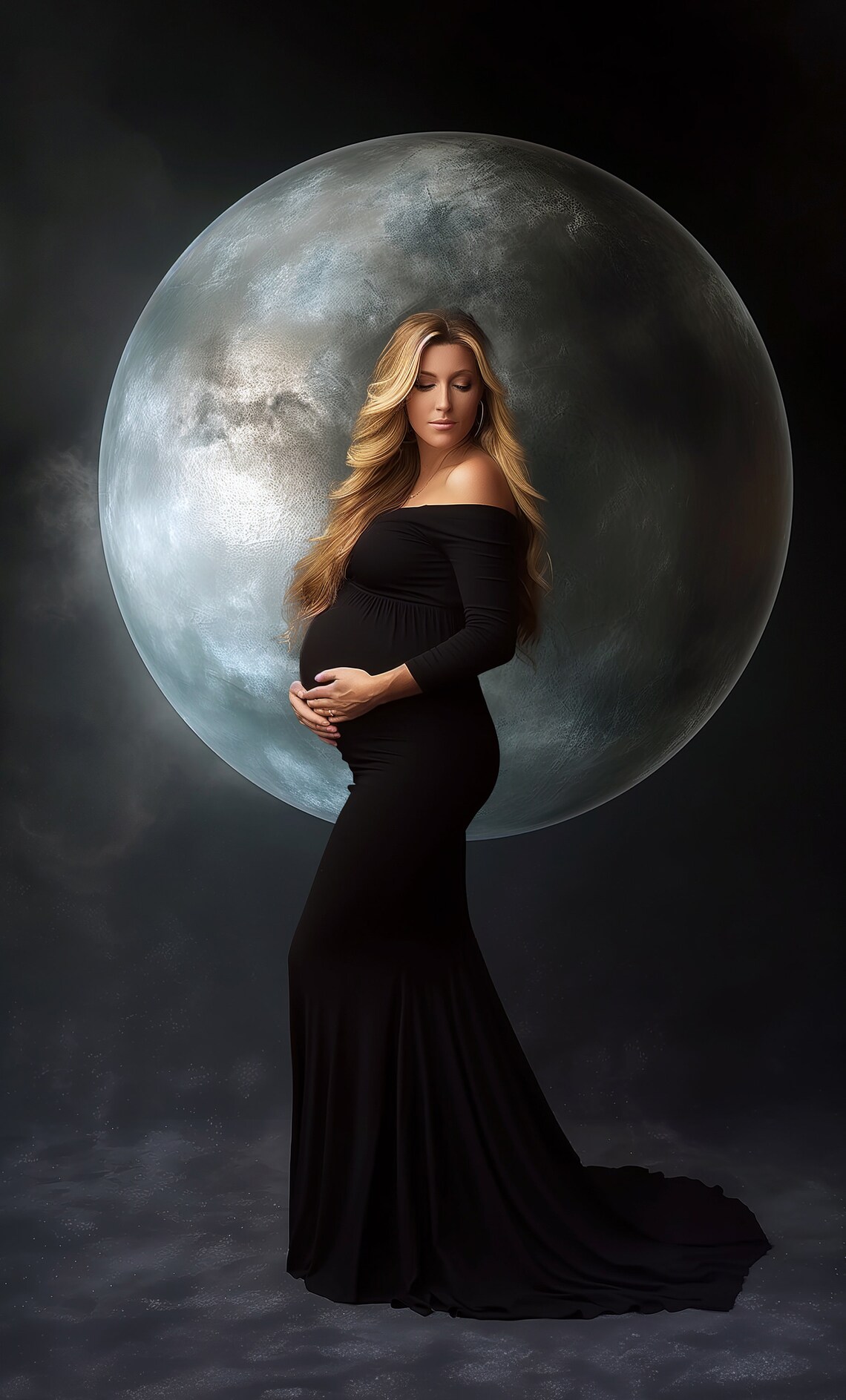 MYSTERIOUS MOON Backdrop Full Moon Overlay Digital Backgrounds for ...