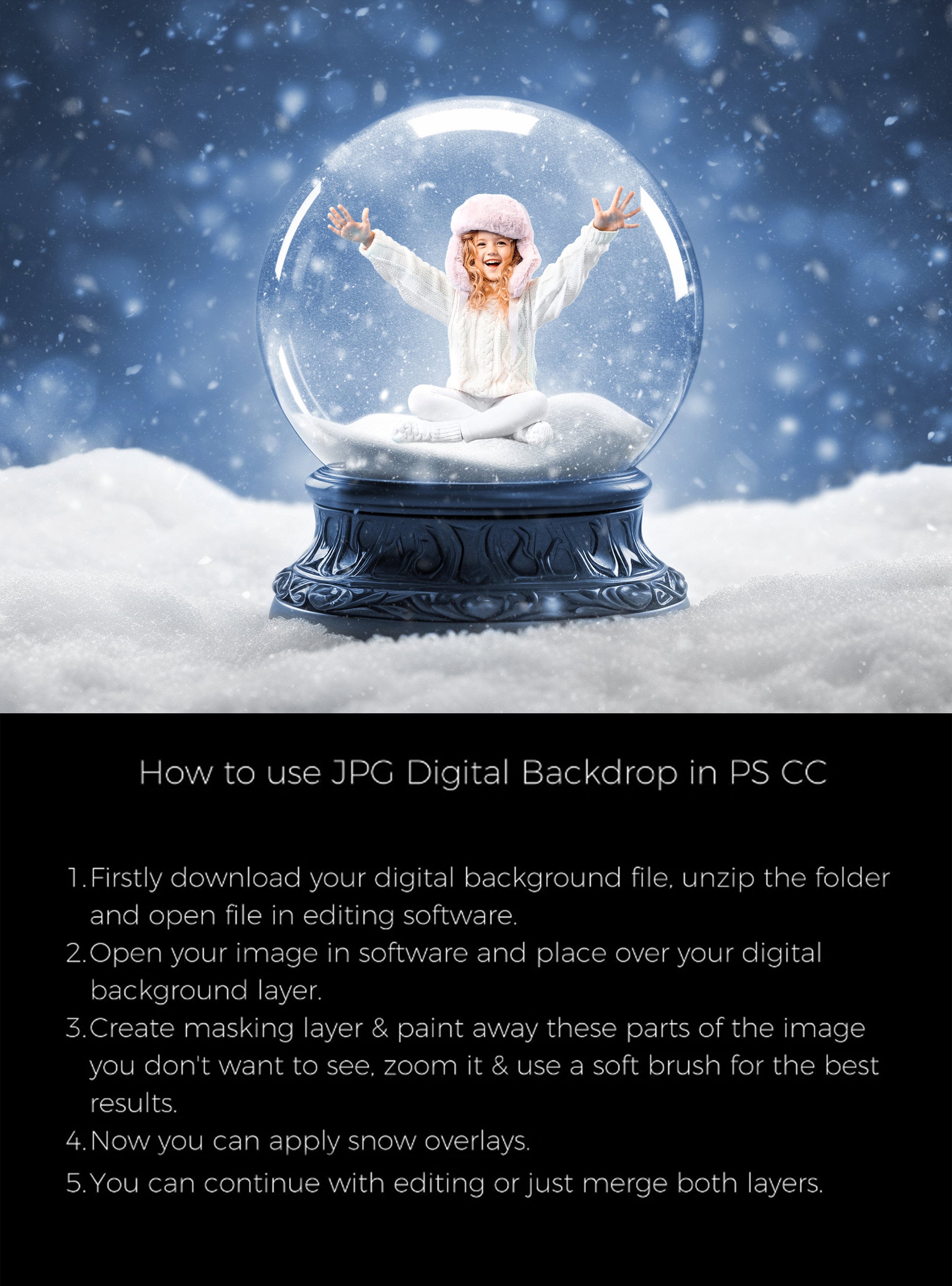 Snow Globe Background Composites Christmas Backdrop for Photoshop ...