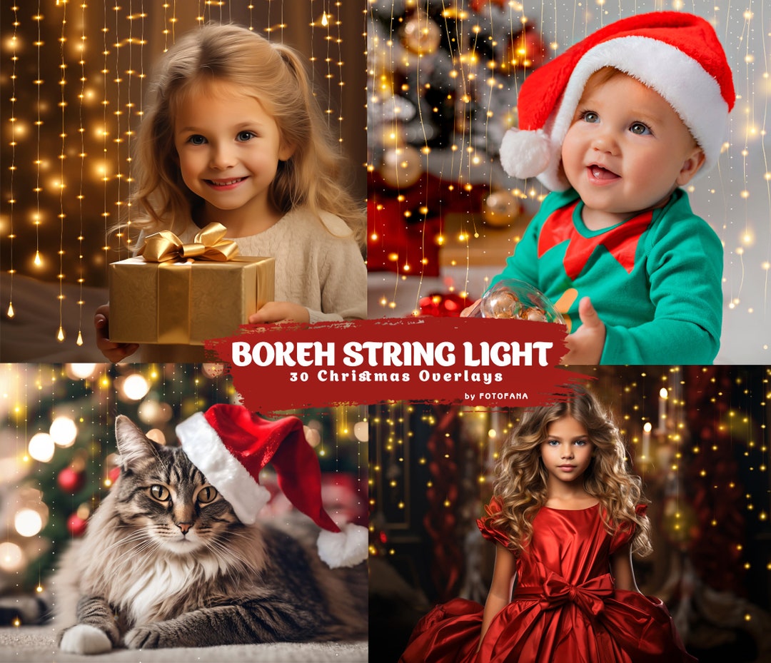 Bokeh String Light Overlays, Christmas Overlays, Fairy Light Photoshop ...