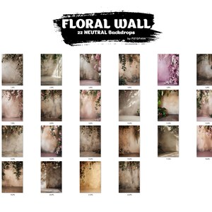 22 FLORAL WALL Backgrounds Neutral Digital Backdrops Overlay Maternity ...