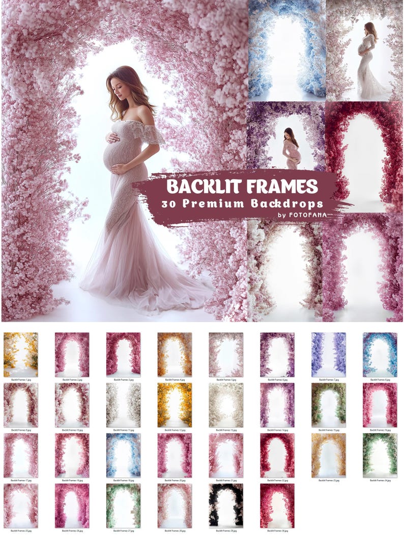 Floral Backlit Frames Digital Backdrops for Maternity and Newborn ...