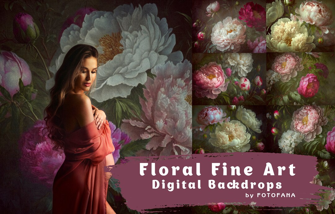 9 Fine Art Floral Digital Backdrops, Maternity Backdrop Overlays ...