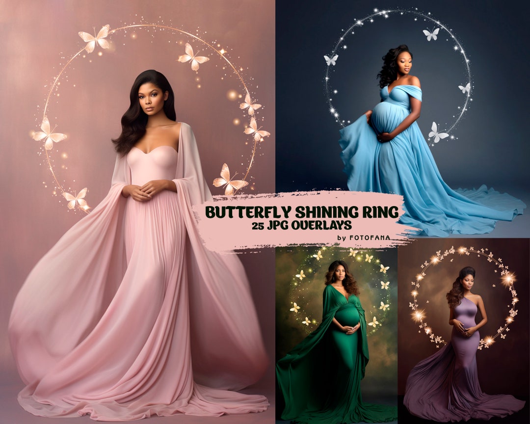 25 Butterfly Shining Ring Overlays Gold Maternity Ring Halo Overlays ...