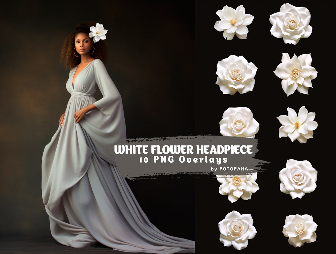 10 White Flower Headpiece Overlay Floral Maternity Backdrop Overlay ...