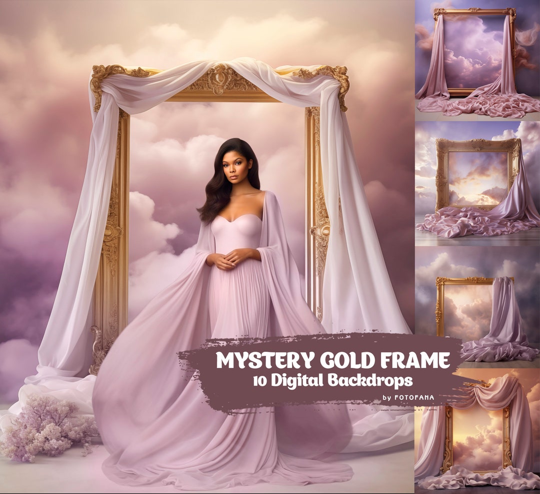 10 Mystery Gold Frame Digital Backdrops Maternity Overlays Overlays ...