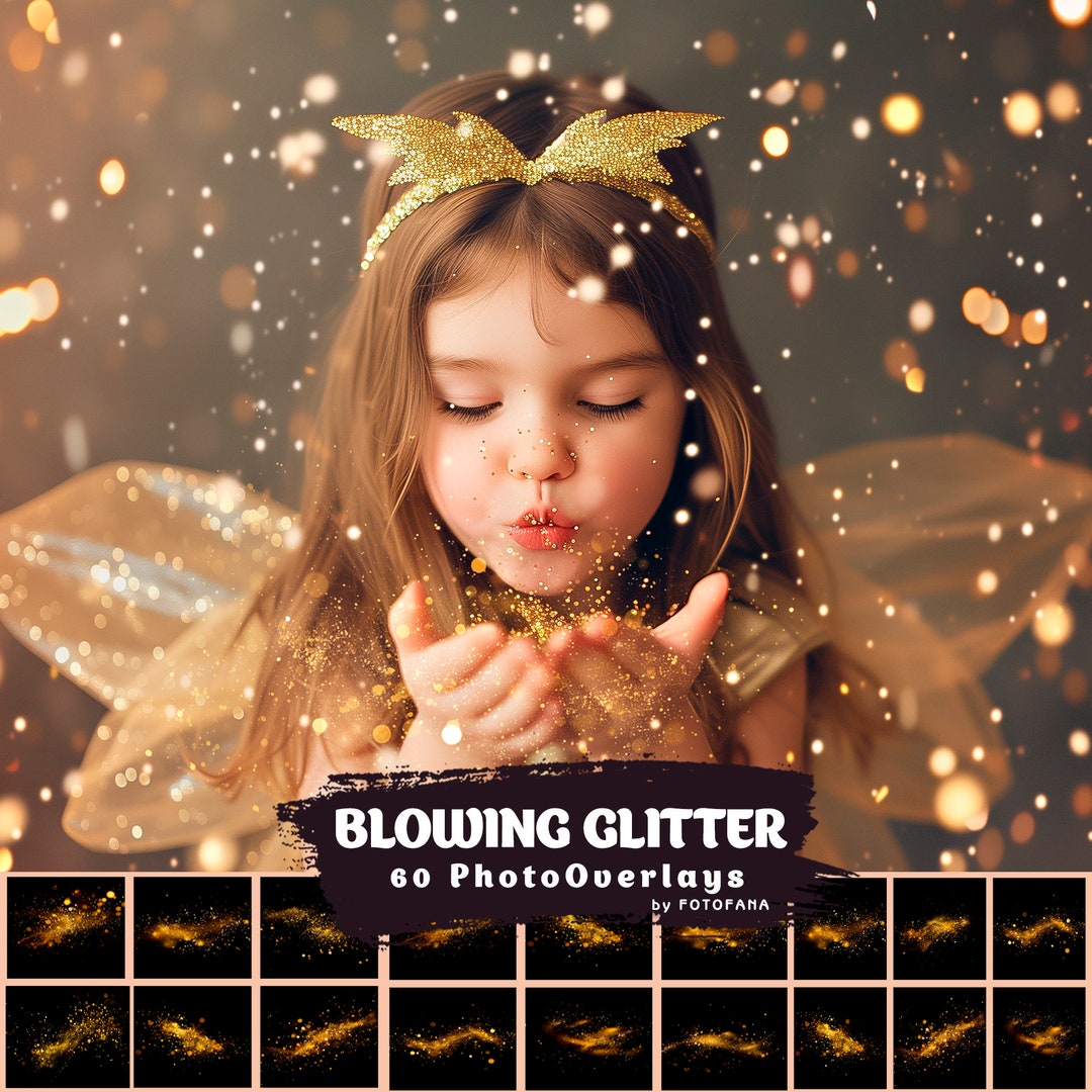 Blowing glitter dust Overlays Photoshop overlays Glitter dust glitter bokeh Blowing bokeh golden ...