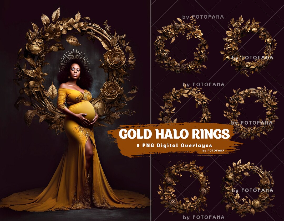 Gold Halo Floral Ring Overlays Maternity Backdrop Overlays Studio ...