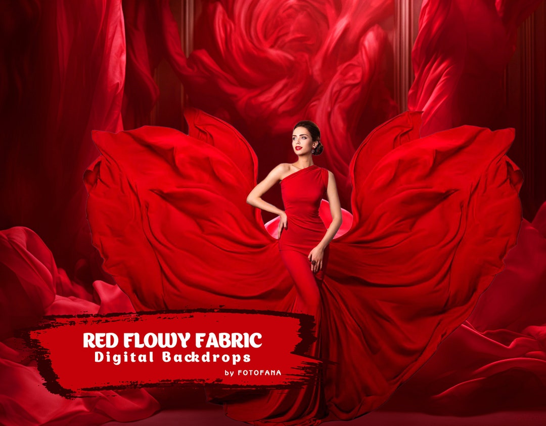 12 Red Flowing Fabric Maternity Digital Backdrop Overlays Silk Digital ...
