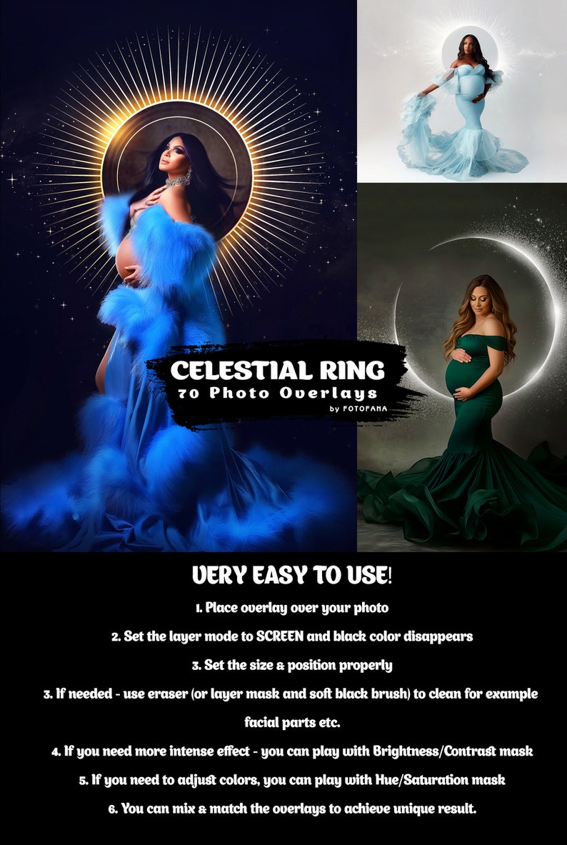 70 CELESTIAL RING Overlays Gold Light Modern Ring Overlays Maternity ...