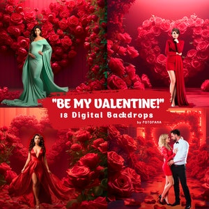 18 Valentines Day Backdrops Floral Digital Backdrop Roses Maternity ...