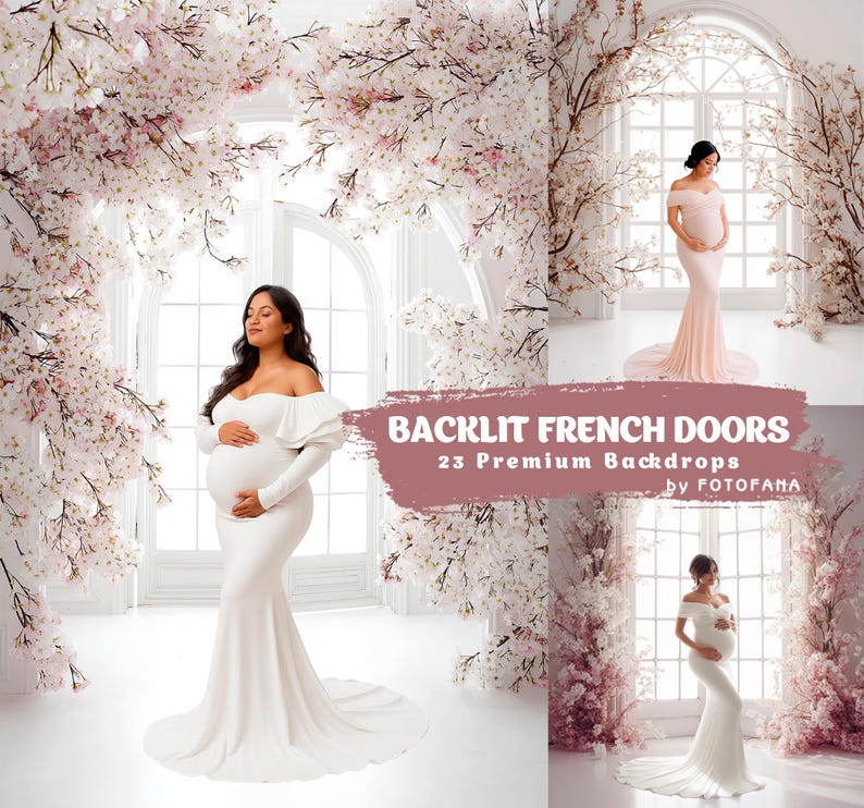 French Doors Floral Digital Backdrops for Wedding and Maternity ...