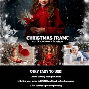 55 Christmas Frame Winter Snow Photo Frames Photoshop Overlay Snowflakes Christmas Overlay Snow ...