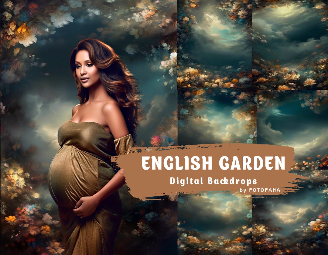 English Garden Floral Fine Art Digital Backdrops Maternity Backdrop ...