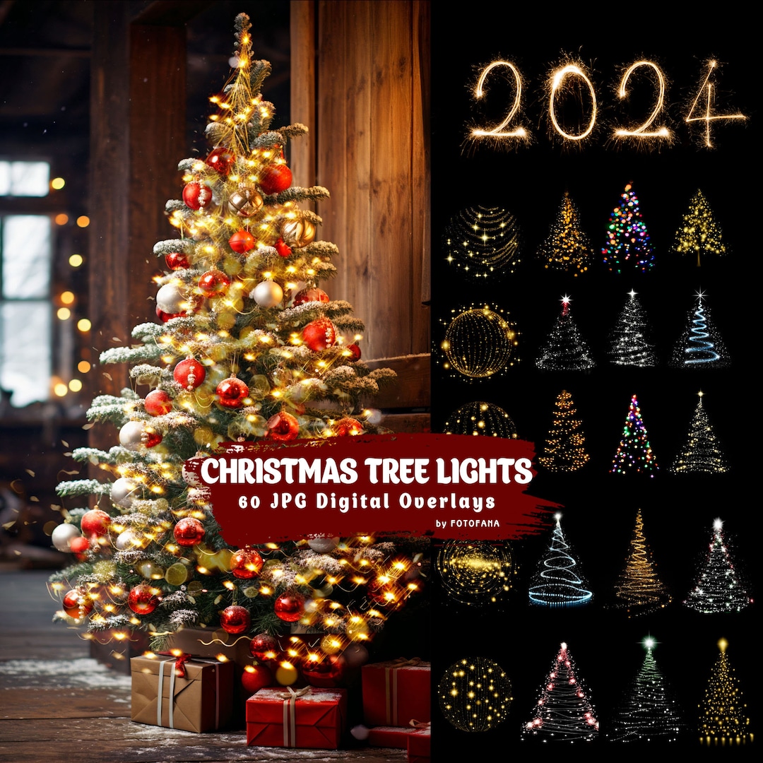60 Christmas Tree Lights Bokeh Light Overlays Christmas Overlays Fairy ...