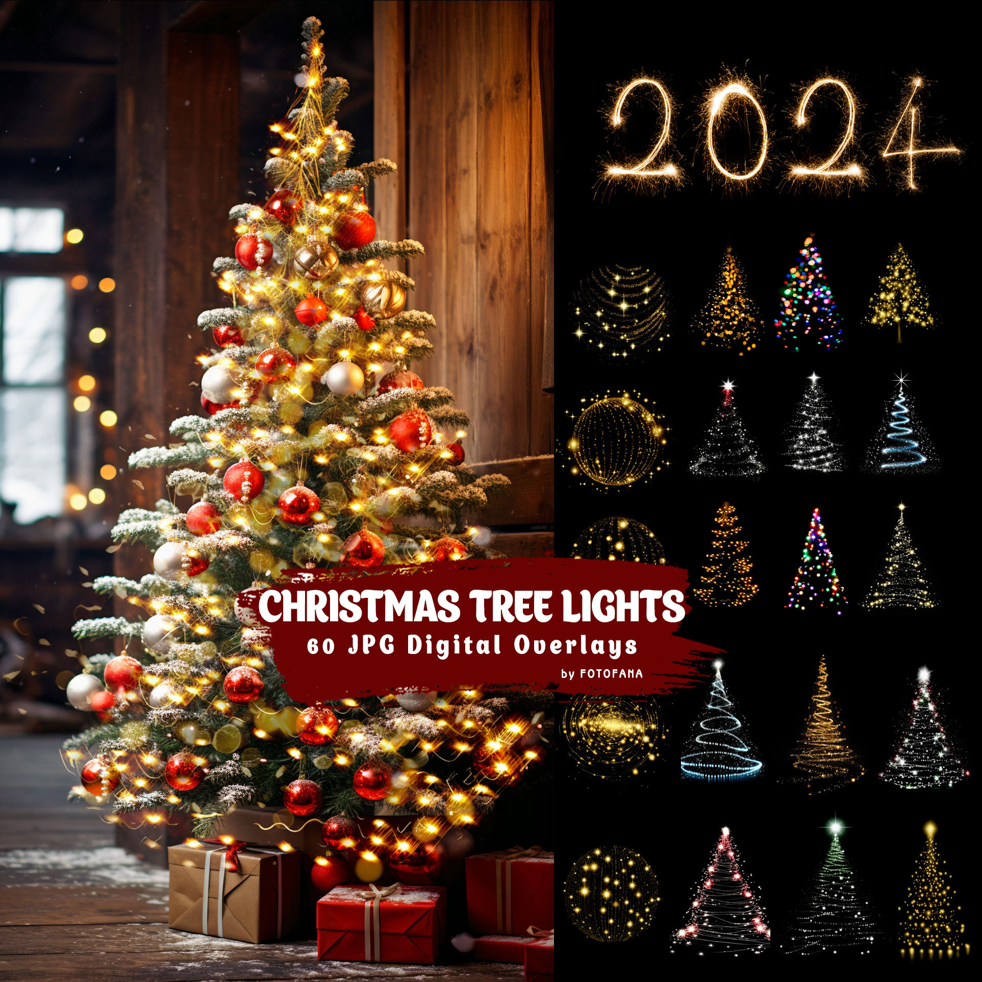 60 Christmas Tree Lights Bokeh Light Overlays Christmas Overlays Fairy ...