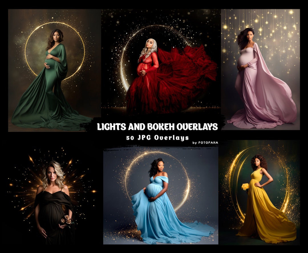 50 LIGHTS BOKEH Overlays Gold Maternity Rings Circle Overlays Christmas ...