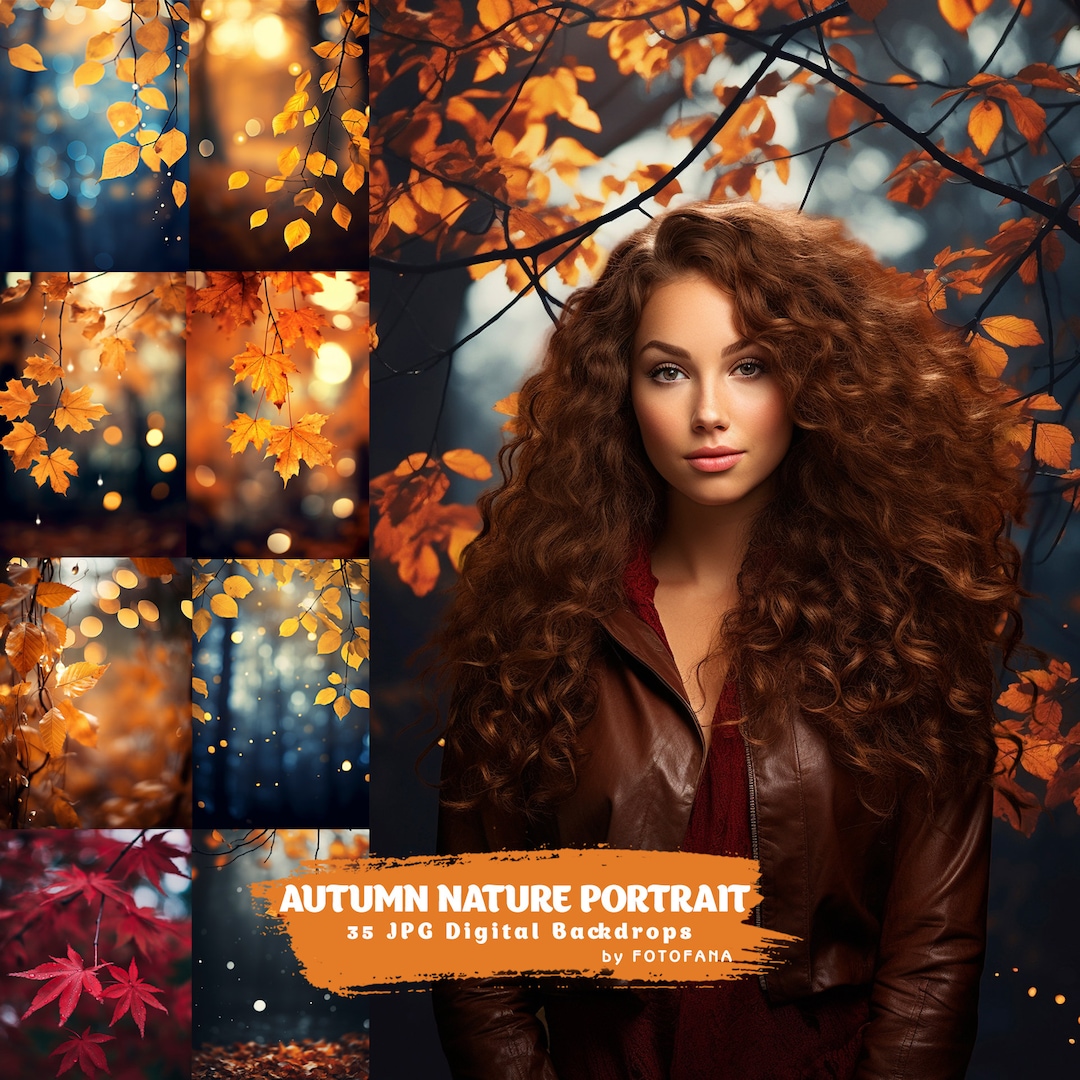 Autumn Nature Portrait Backdrops for Photoshop Digital Fall Photo ...