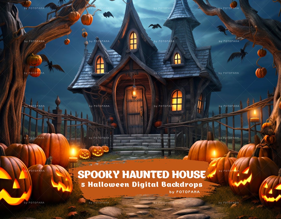 Halloween Digital Backdrop Spooky Haunted House Background - Etsy