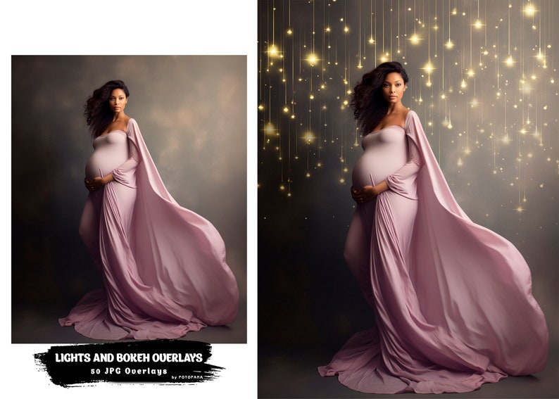 50 LIGHTS BOKEH Overlays Gold Maternity Rings Circle Overlays Christmas ...