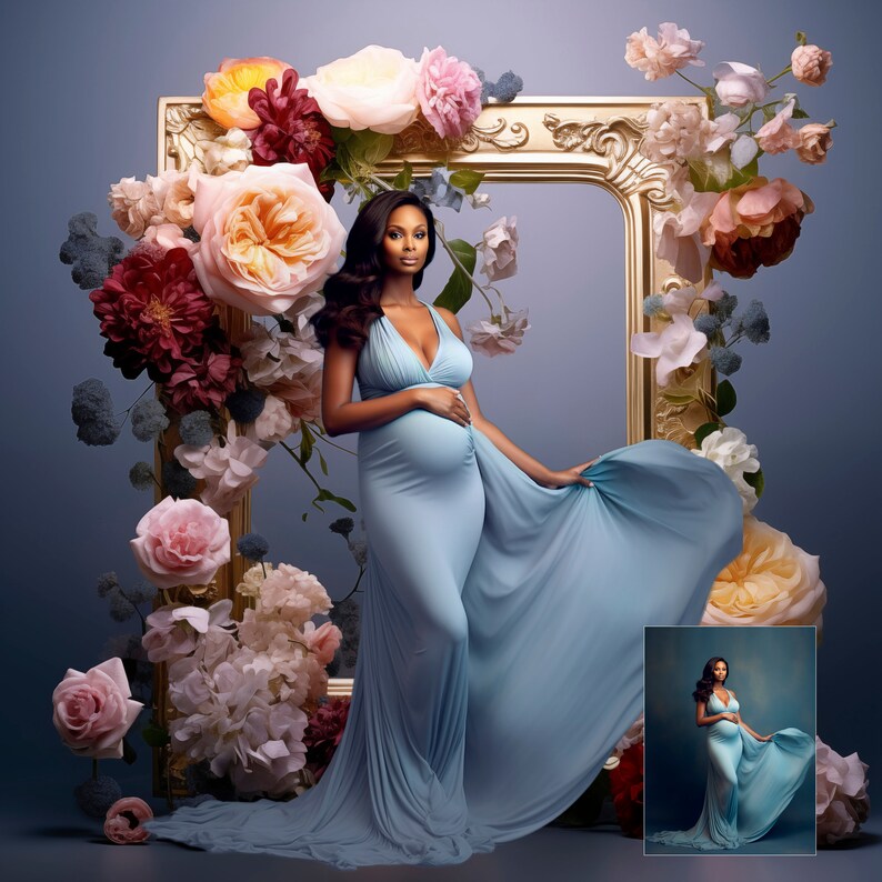 12 Floral Frame Digital Overlays Maternity Backdrop Digital Studio ...