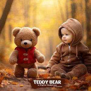 Teddy Bear Digital Background Autumn Backdrop Nature Path Photoshop ...