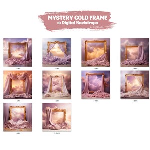 10 Mystery Gold Frame Digital Backdrops Maternity Overlays Overlays ...