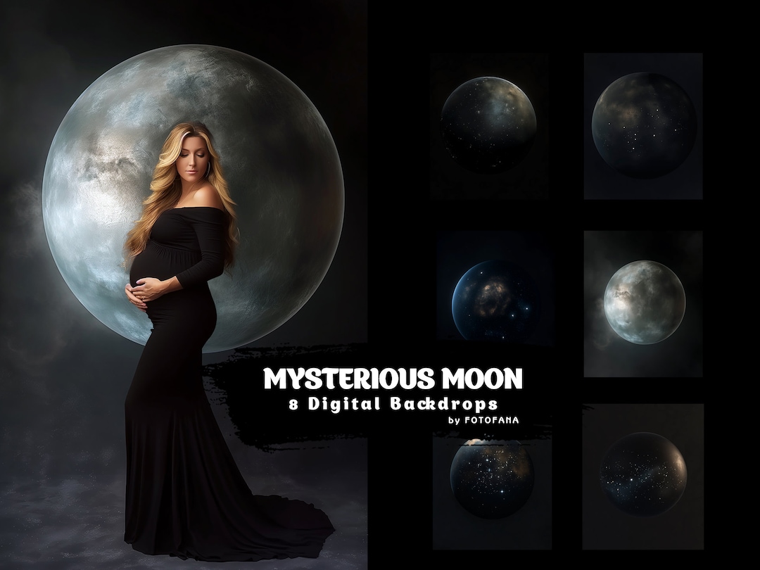 MYSTERIOUS MOON Backdrop Full Moon Overlay Digital Backgrounds for ...