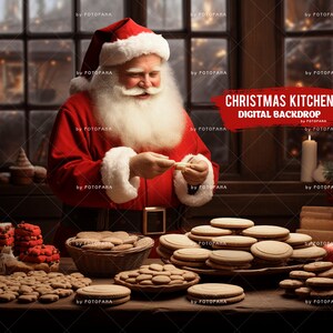 Santa Claus Digital Backdrop Christmas Kitchen Digital Backdrop ...