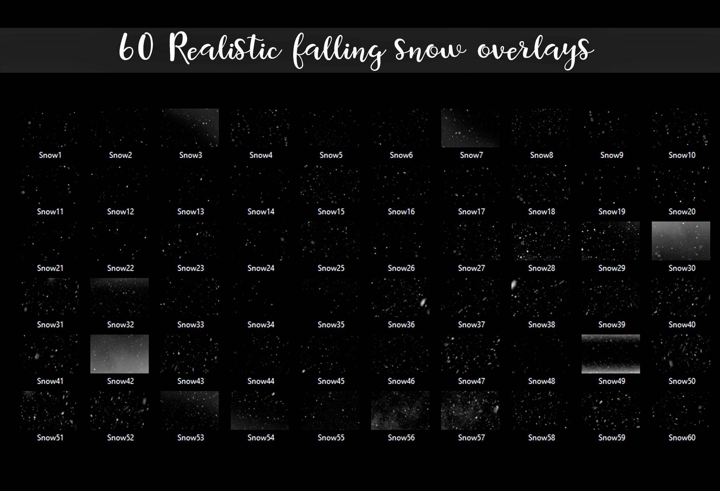 60 Realistic Falling Snow Overlays, Falling Snow, Photoshop Overlays ...