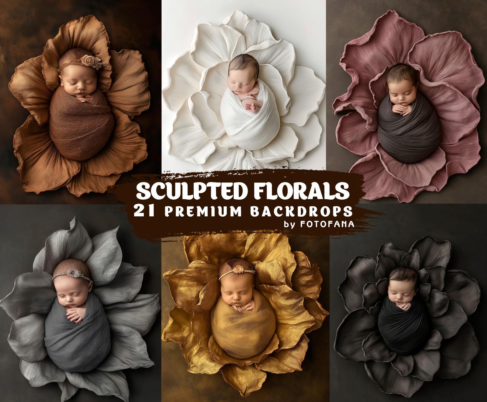Floral Newborn Digital Backdrop for Fine Art Baby Photography, Blossom ...