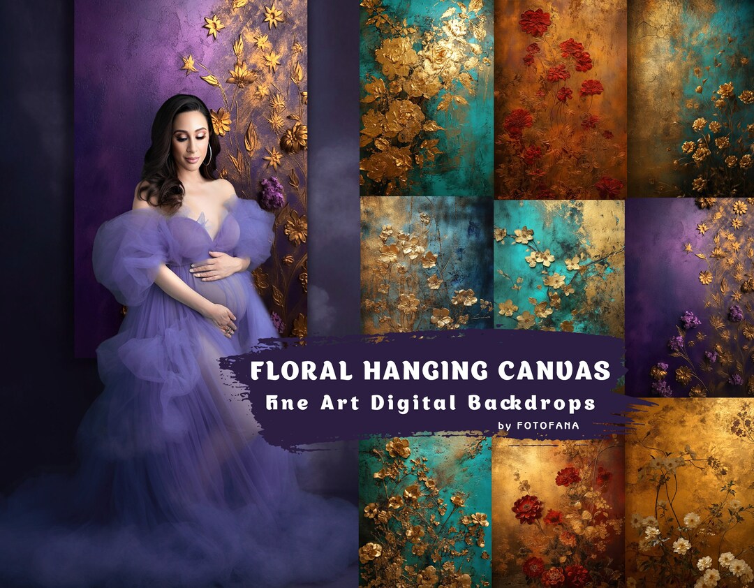 11 Floral Hanging Canvas Digital Paintings Portrait Photography ...