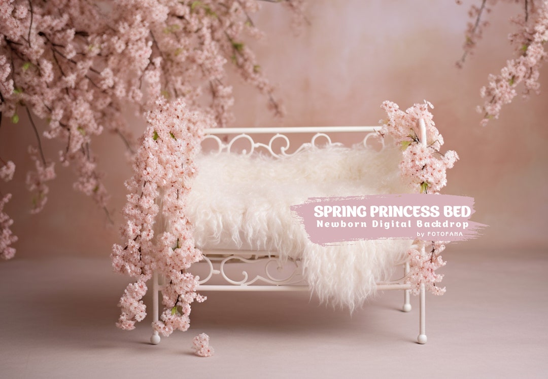 Newborn Digital Bed Background Newborn Baby Girl Digital Backdrop ...