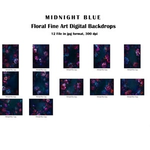 Midnight Blue Floral Fine Art Floral Digital Backdrops Maternity ...