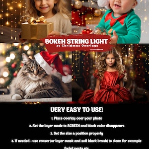 Bokeh String Light Overlays, Christmas Overlays, Fairy Light Photoshop ...