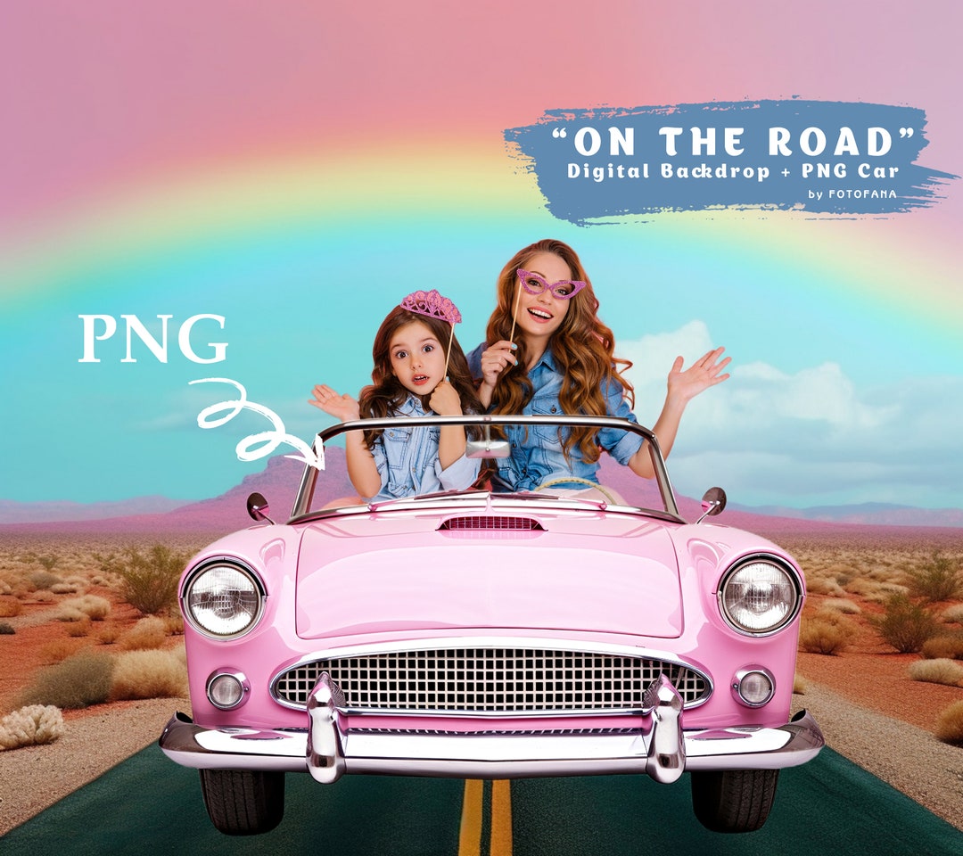 Pink CAR Overlay Background Digital Pink Doll Car Digital Backdrop ...