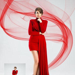 75 Red Tulle Overlays Photoshop Veil Digital Flying Tulle Veil Overlays ...