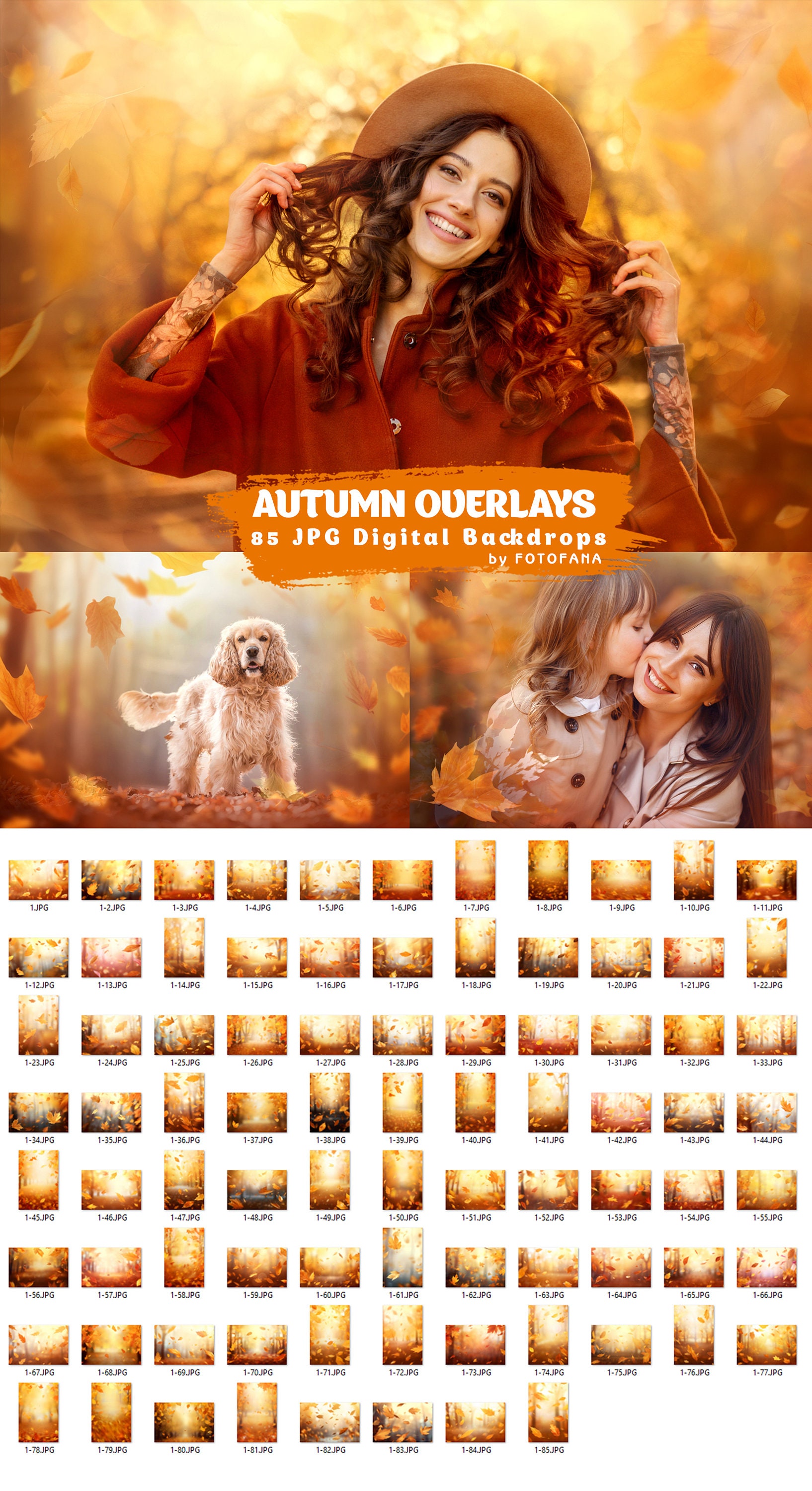 Autumn Overlays for Photoshop Digital Backdrop Autumn Leaves Overlay ...