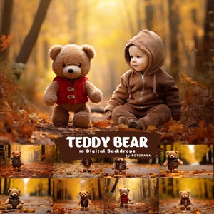 Teddy Bear Digital Background Autumn Backdrop Nature Path Photoshop ...