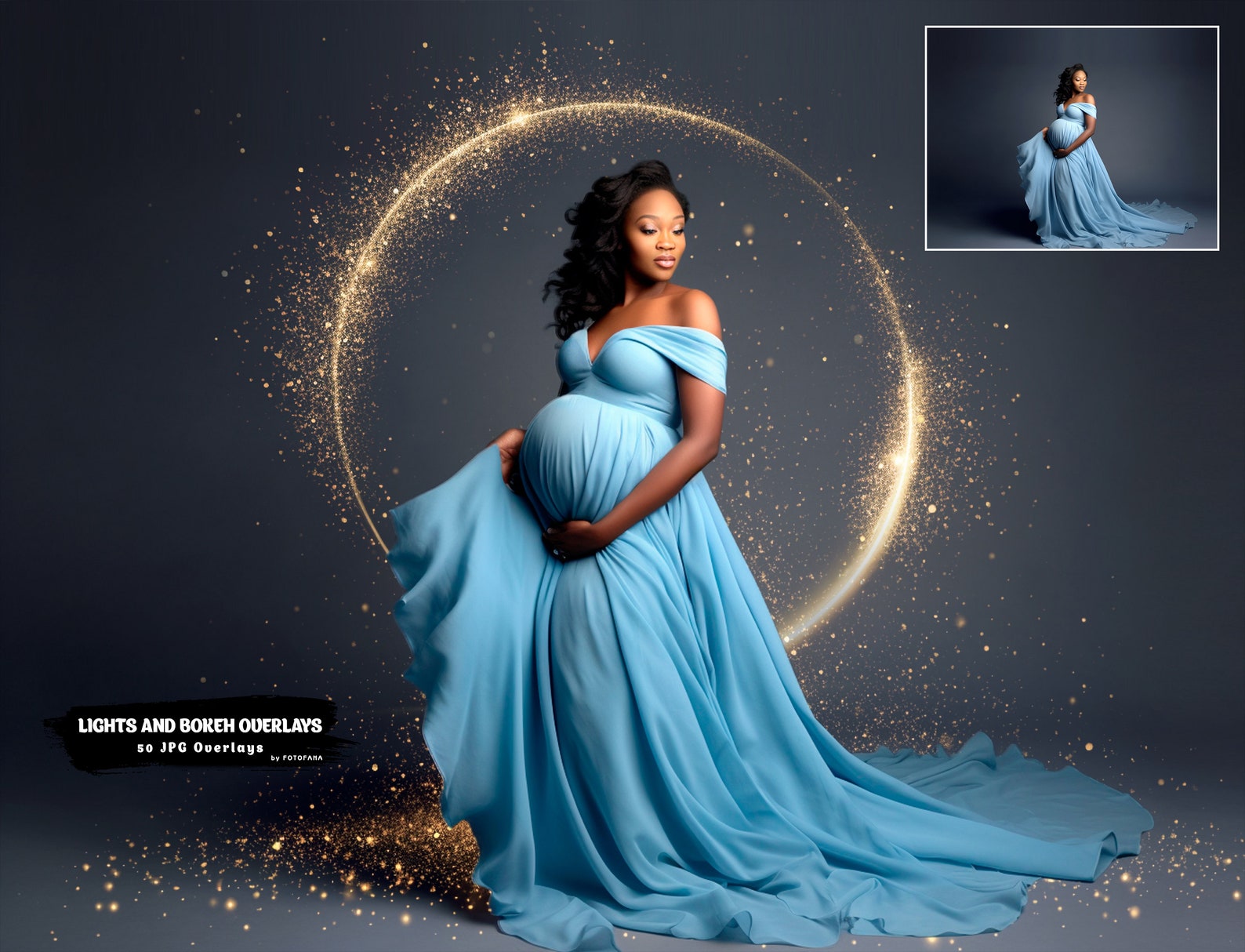 50 LIGHTS BOKEH Overlays Gold Maternity Rings Circle Overlays Christmas ...
