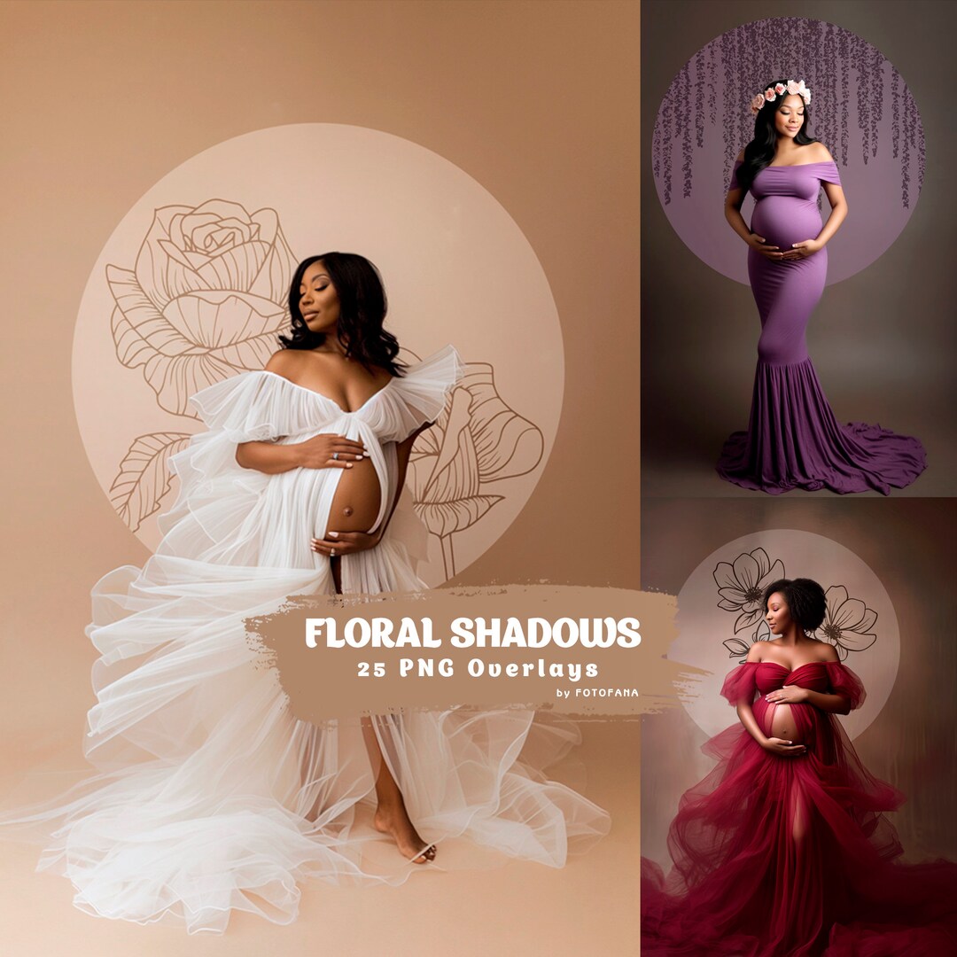 25 FLORAL SHADOW Overlays Silhouette Maternity Frame Overlay Halo ...