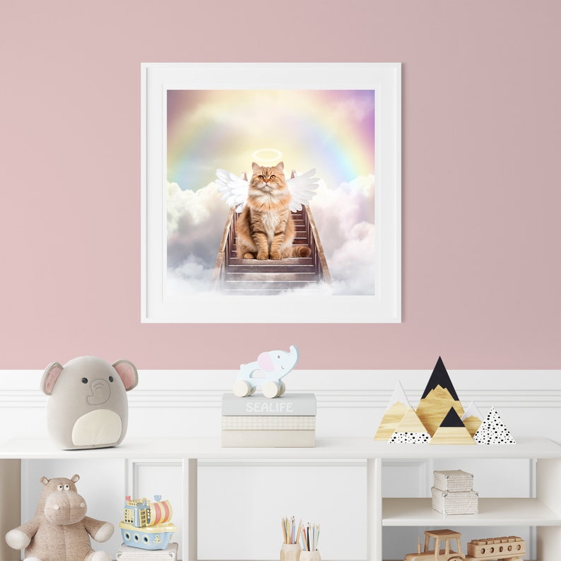 Rainbow Bridge Digital Backdrop Pet Memorial Digital Background Wings ...