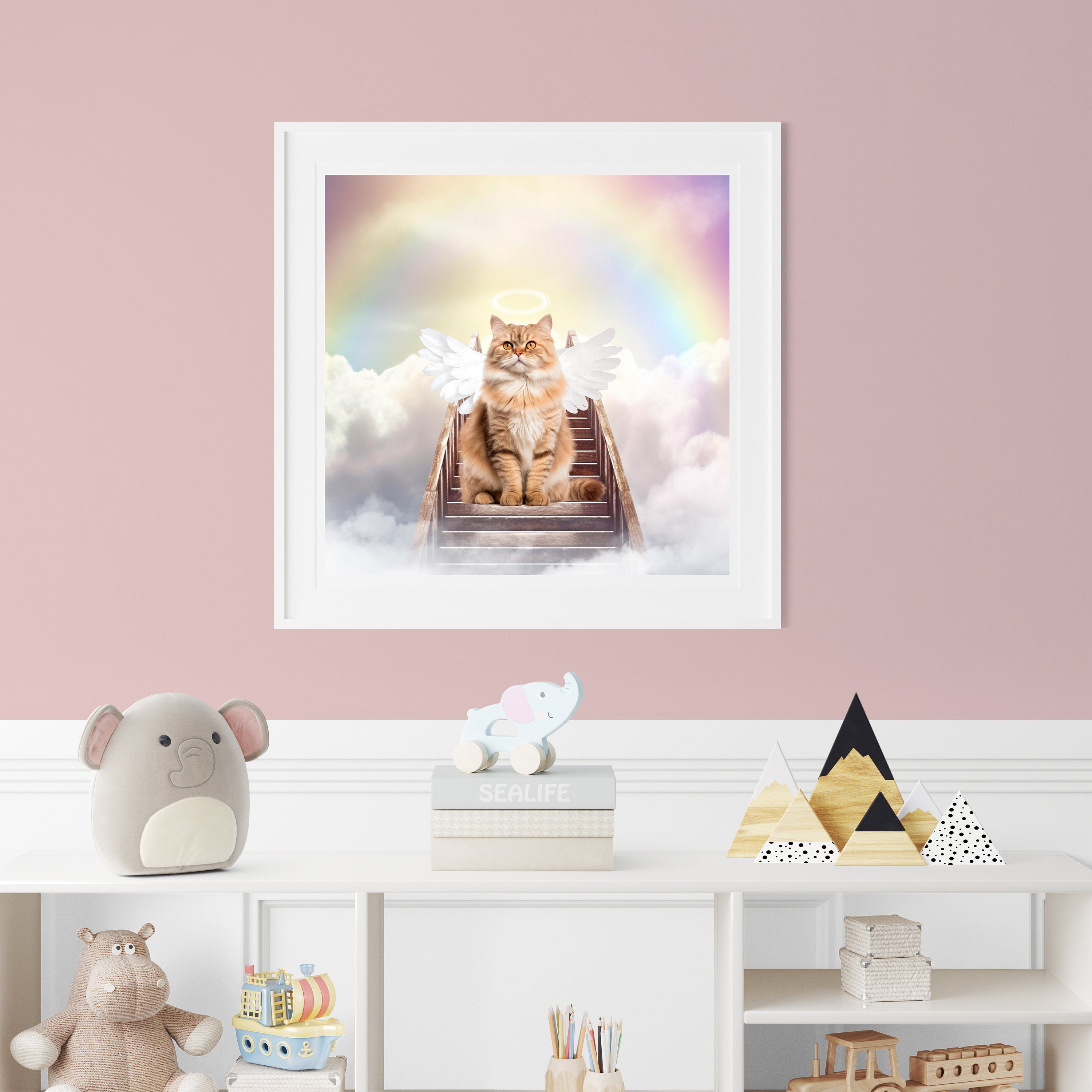 Rainbow Bridge Digital Backdrop Pet Memorial Digital Background Wings ...