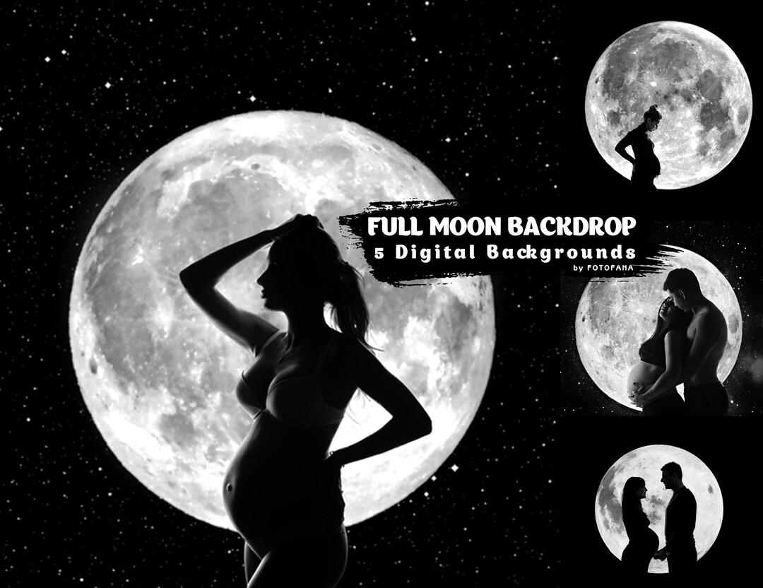 5 Full Moon Backdrop Full Moon Overlay Digital Backgrounds for ...