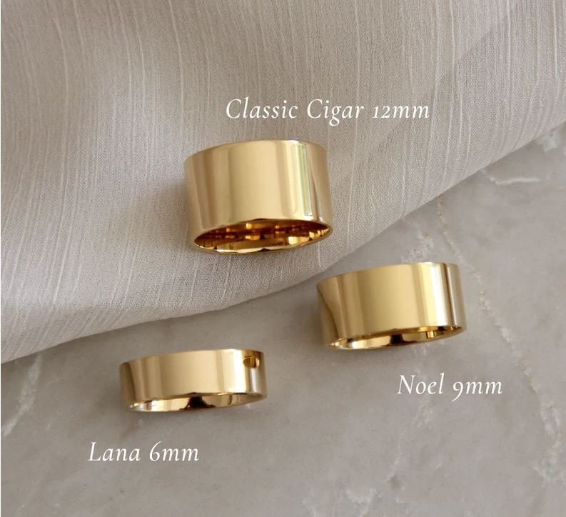 Wide Band Ring, Thick Band, Simple Band Ring, Wide Wedding Band, Cigar ...