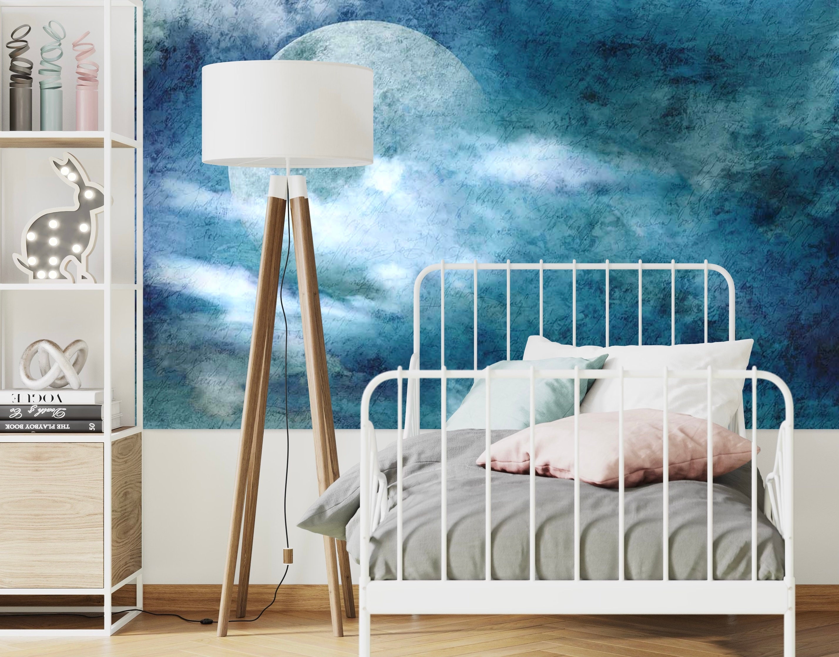 Vintage Blue Moon Wallpaper, Paper Peel and Stick or Traditional Vinyl ...