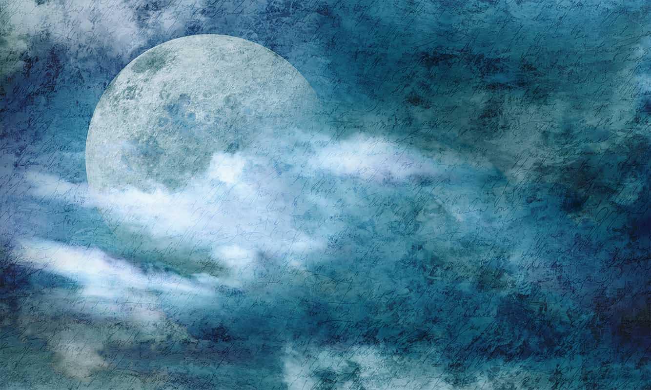 Vintage Blue Moon Wallpaper, Paper Peel and Stick or Traditional Vinyl ...