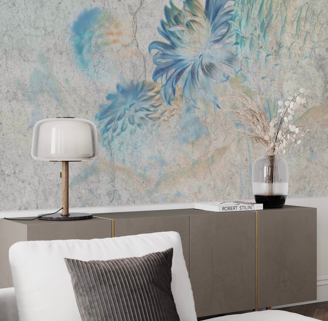 Big Blue Flower Removable Wallpaper, Peel and Stick, Self Adhesive ...