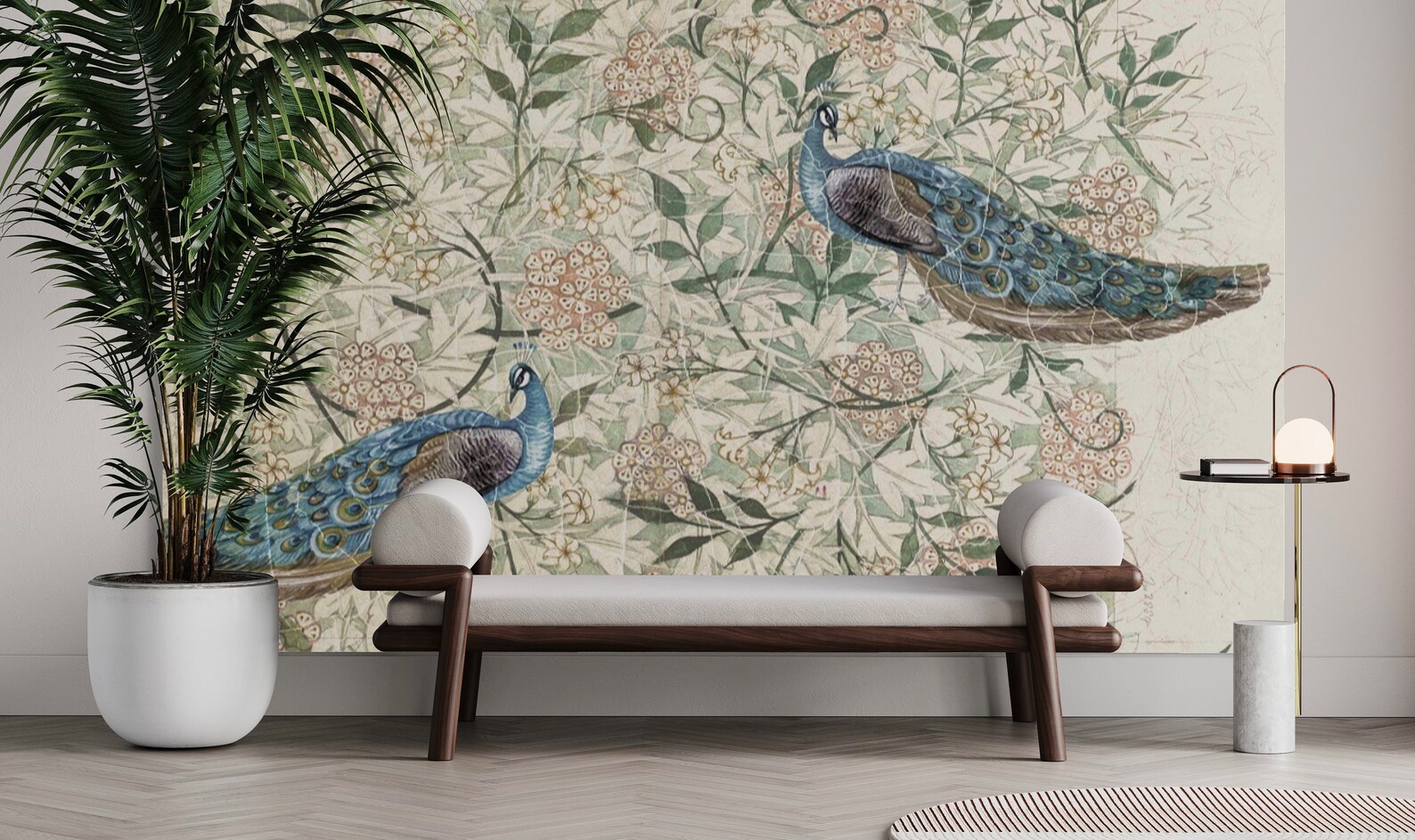 Vintage Peacocks Wallpaper, Birds Wallpaper, Peel and Stick Removable ...